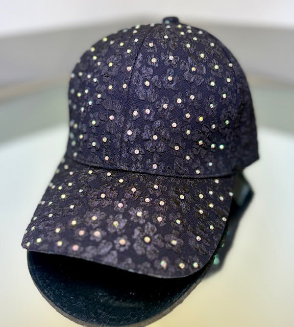 JK Ball Cap Black with Rhinestones – A Splash of Sass